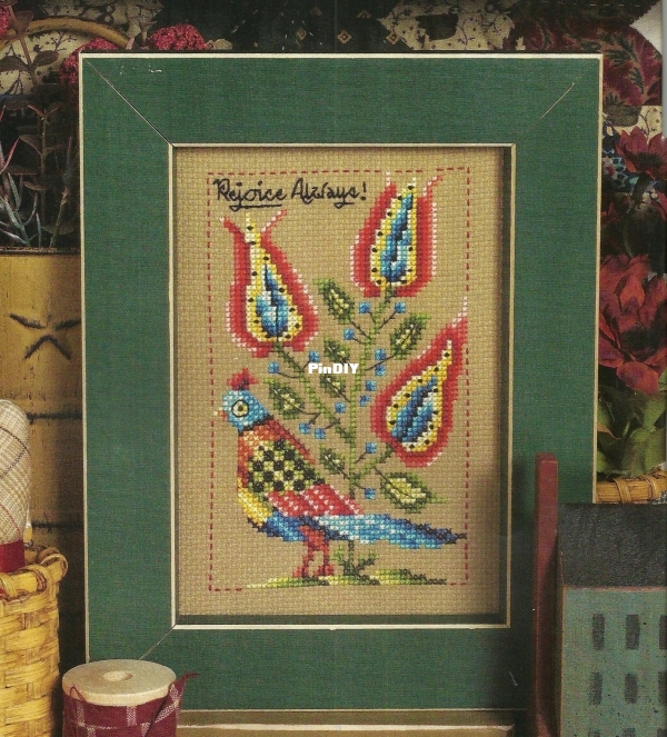 Rejoice Always! Folk Art Bird - Cross Country Stitching January ...